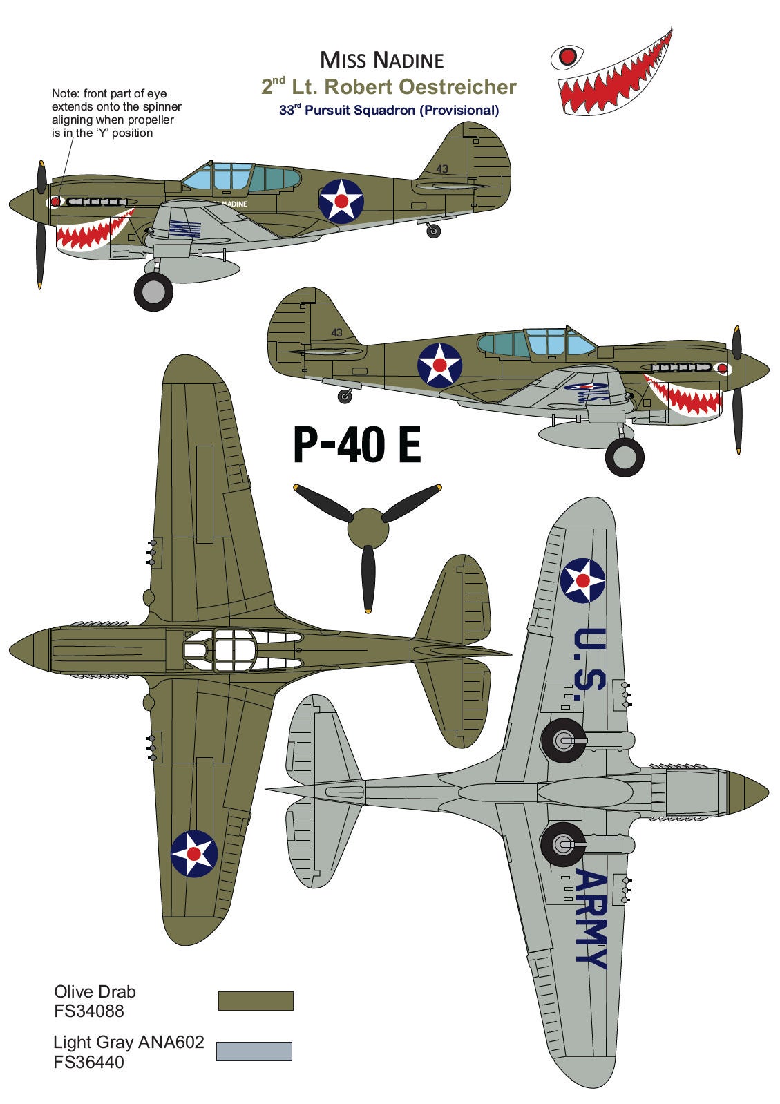 Decals - P-40E 'USAAF Defenders of Darwin', 1/72, 1/48 | DEKL's Shop