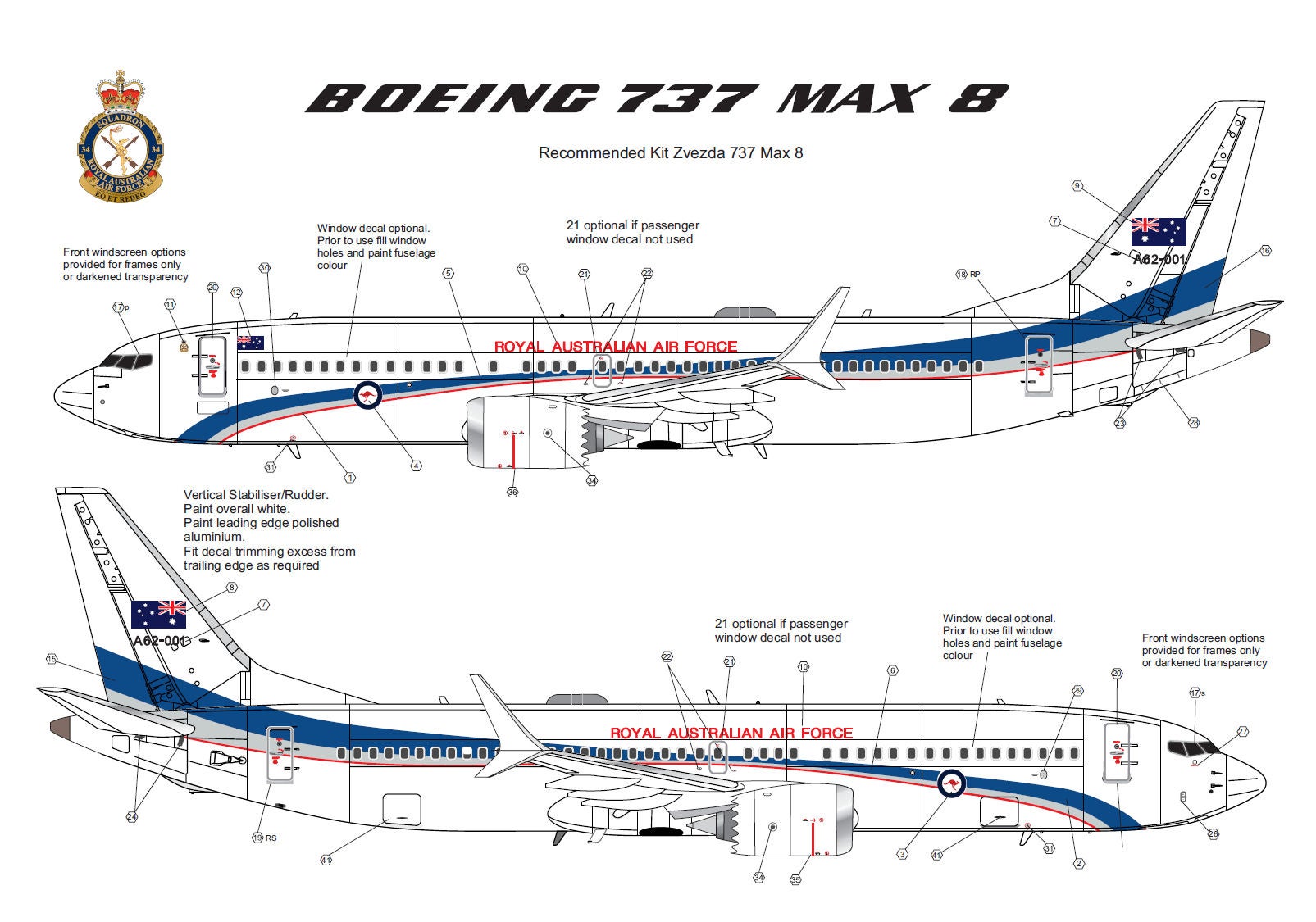 Decals - 737 Max 8 - RAAF | DEKL's Shop