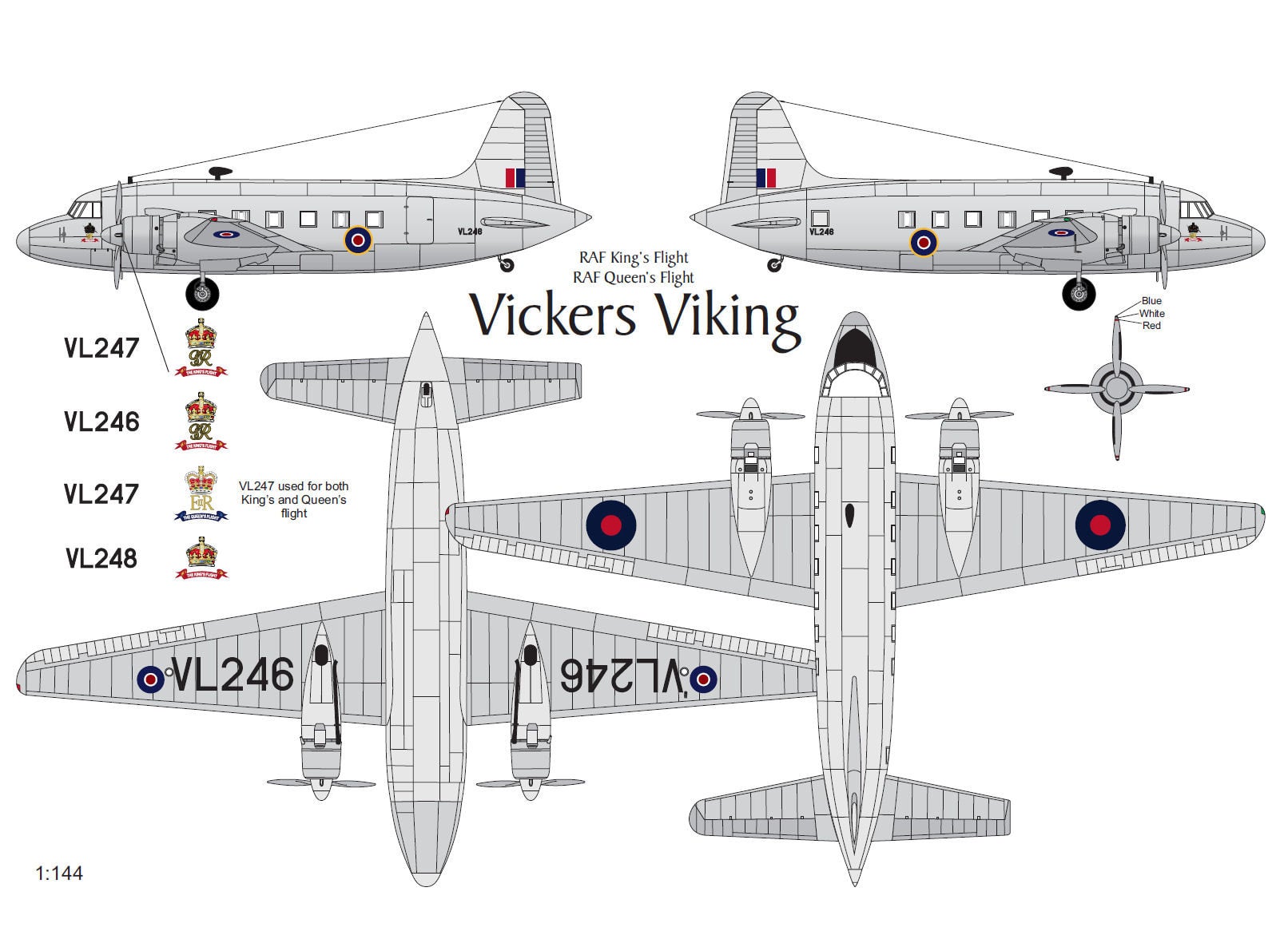 Decals - Vickers Viking - 'Kings, Queens and Dragons' - Scale:1/72, 1/ ...