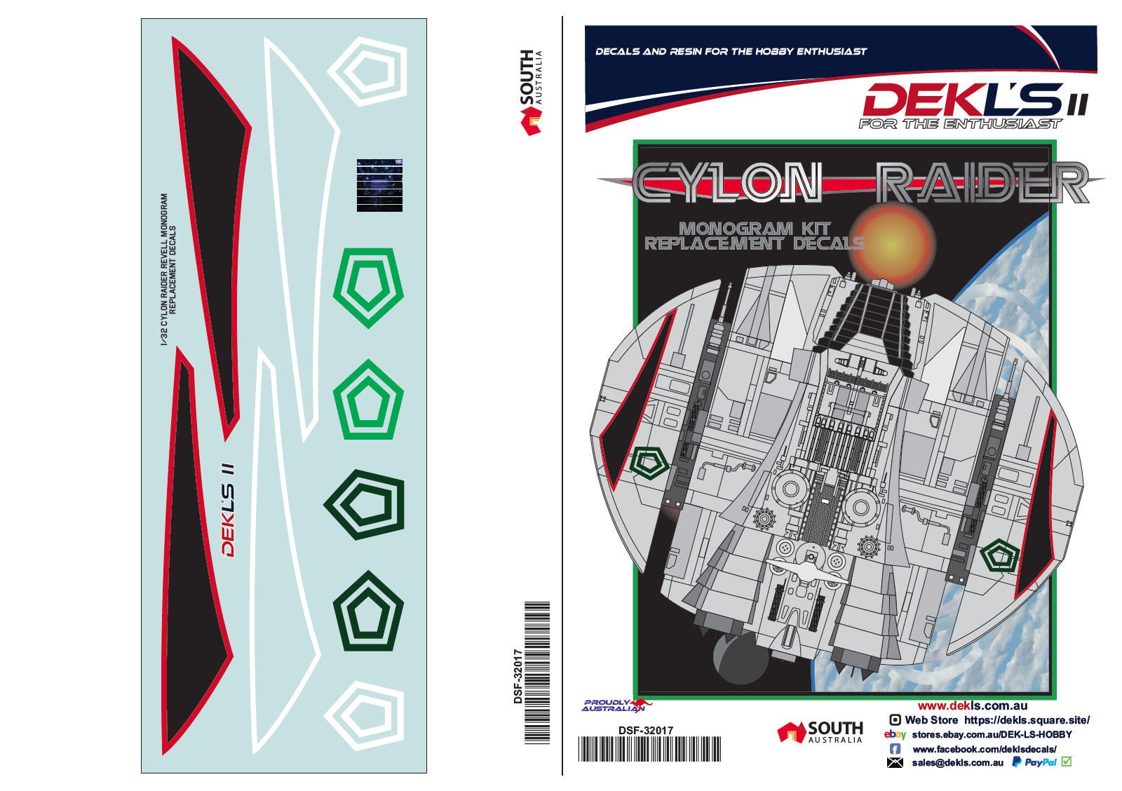 1/32 Decals - BSG TOS Cylon Raider - Replacement for Monogram kit ...