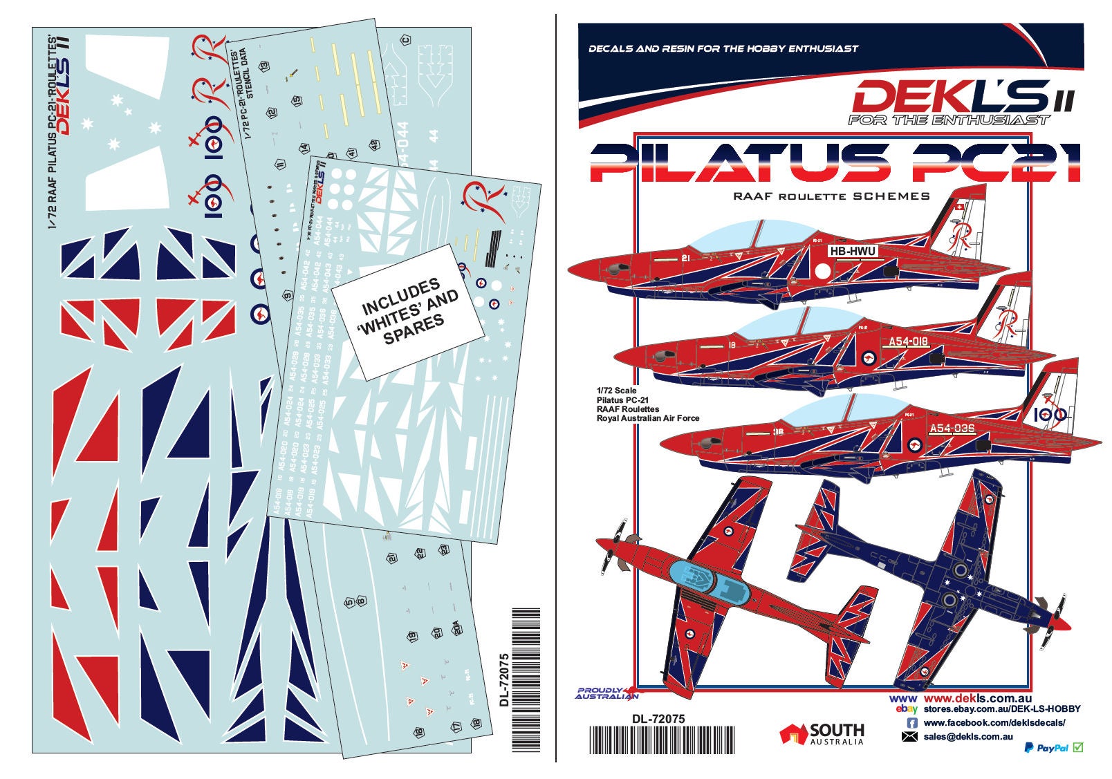 Decals - Pilatus PC-21 RAAF Roulettes Aerobatic Team 1/72 | DEKL's Shop