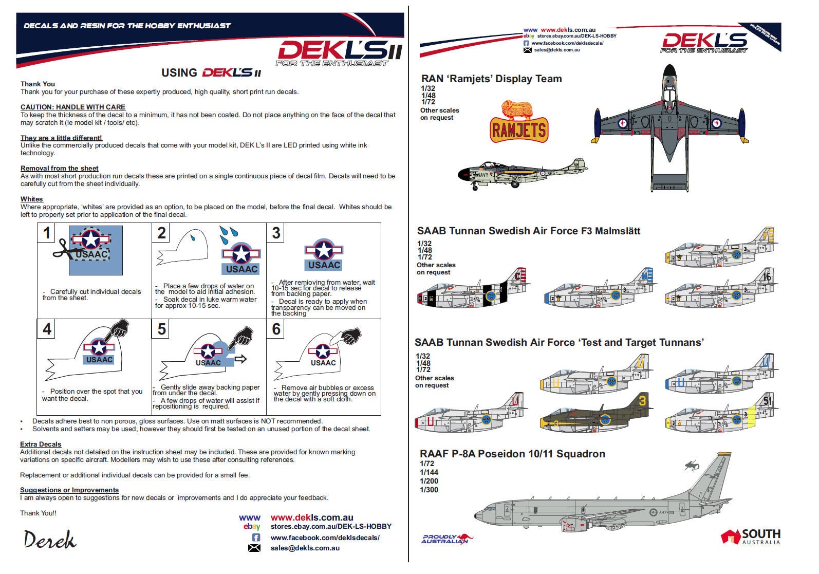 Decals - DH Vampire RAAF 'Telstars' Aerobatic Team | DEKL's Shop