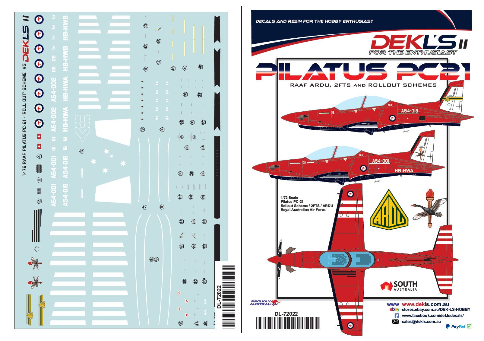 Decals - PC-21 RAAF - Rollout Scheme - Scale:1/72 | DEKL's Shop