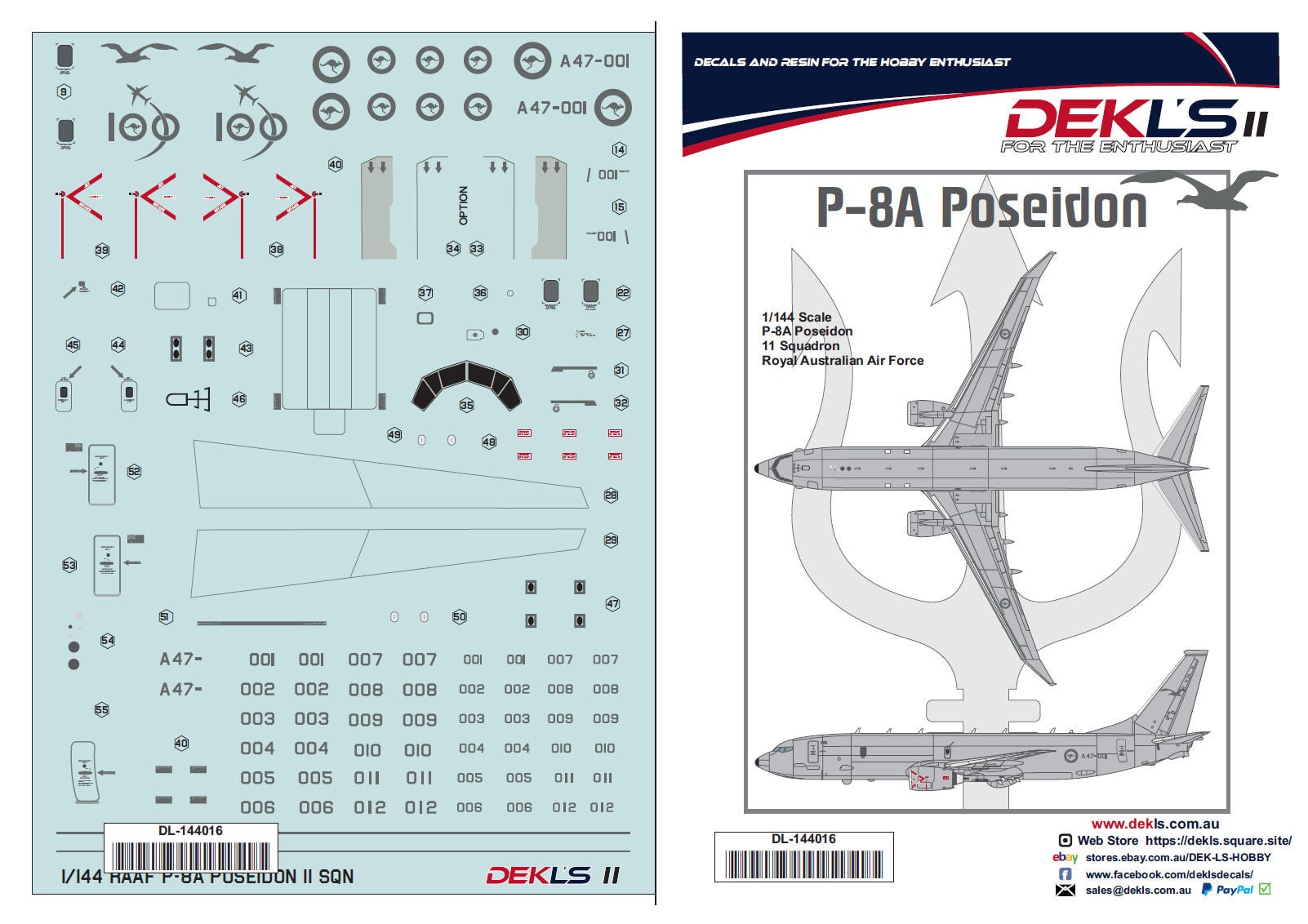 Decals - P-8A Poseidon - RAAF Inc 100th Anniversary | DEKL's Shop