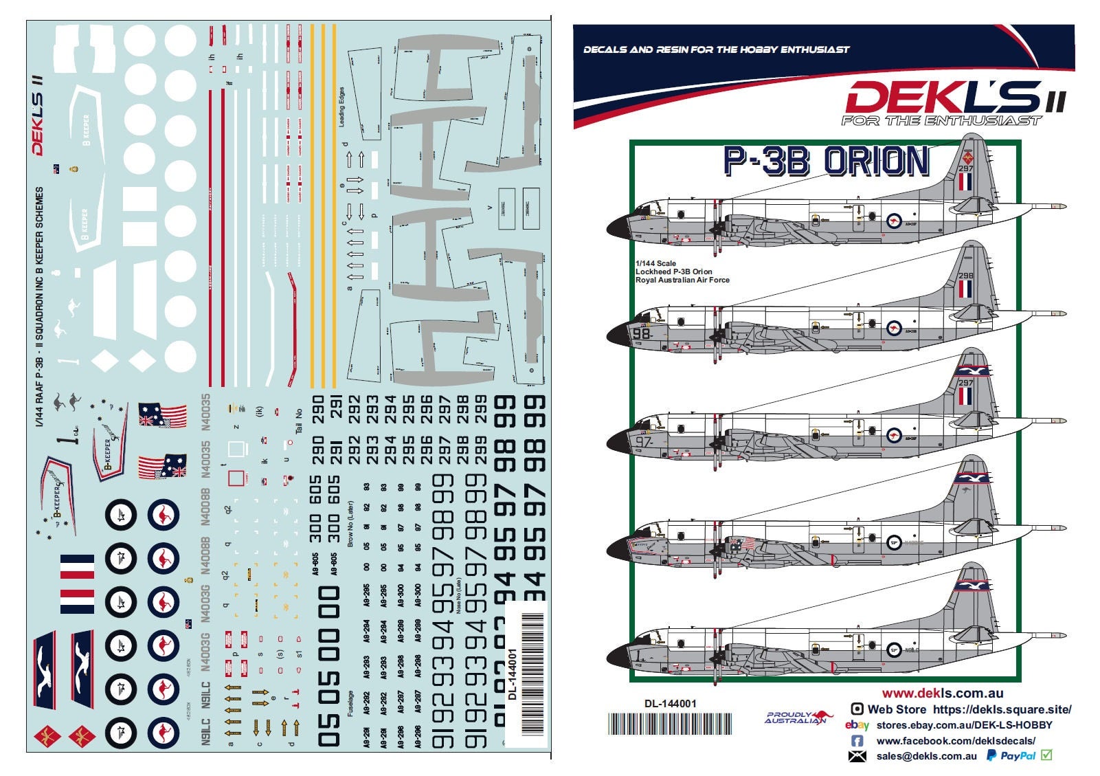 Decals - RAAF P3B Orion Including 'B Keeper' | DEKL's Shop