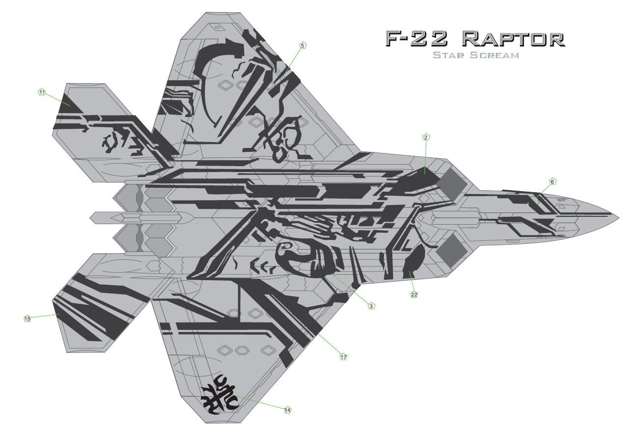 Decals - F-22 Raptor - Star Scream - Scale:1/72 | DEKL's Shop