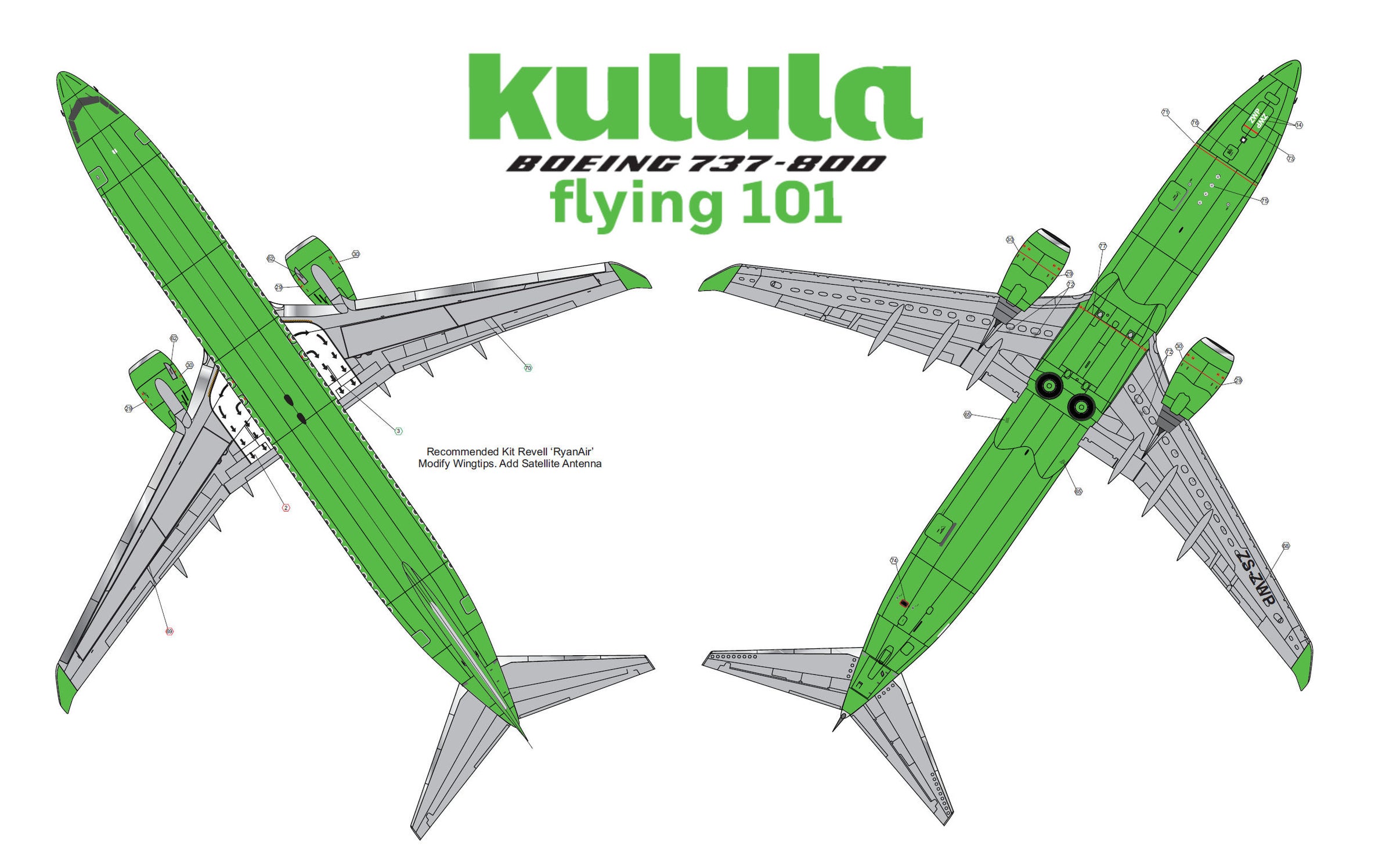 Decals - 737-800 Kulula Air - 'Flying 101' - Scale:1/144 | DEKL's Shop