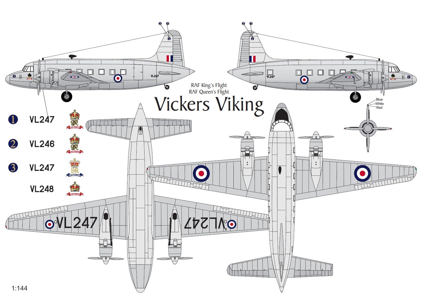 Decals - Vickers Viking - 'Kings, Queens and Dragons' - Scale:1/72, 1/ ...