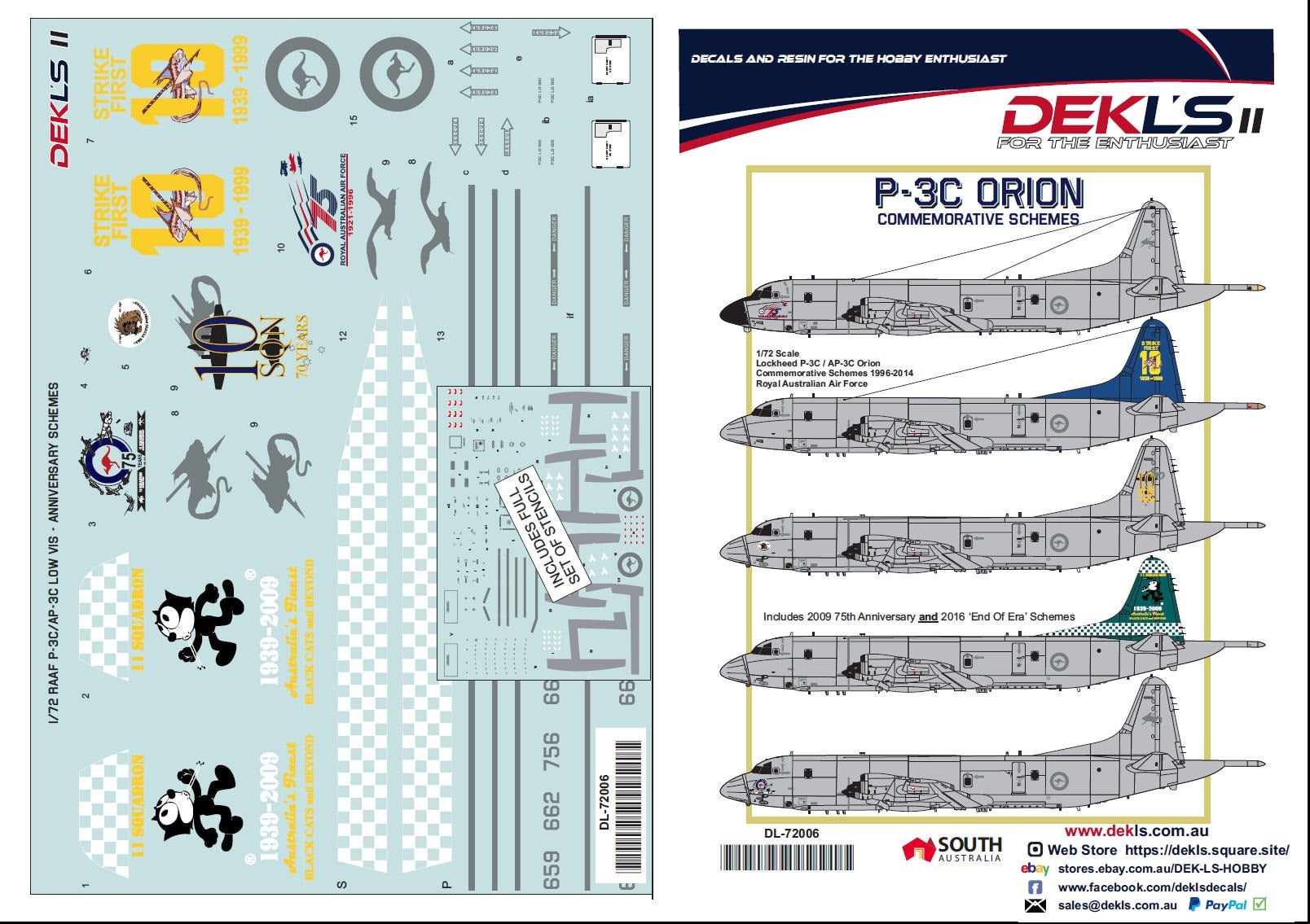 Decals - P-3C/AP-3C Orion - RAAF Anniversary Schemes, 1/72, 1/144 ...