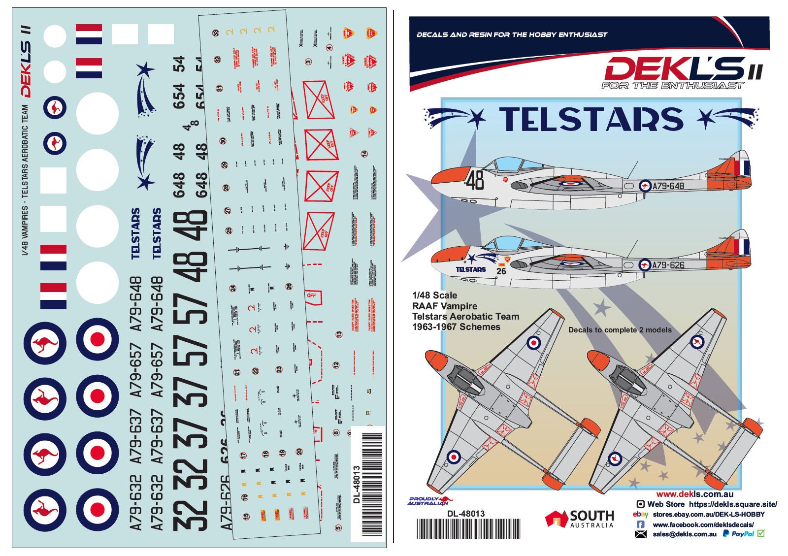 Decals - DH Vampire RAAF 'Telstars' Aerobatic Team | DEKL's Shop