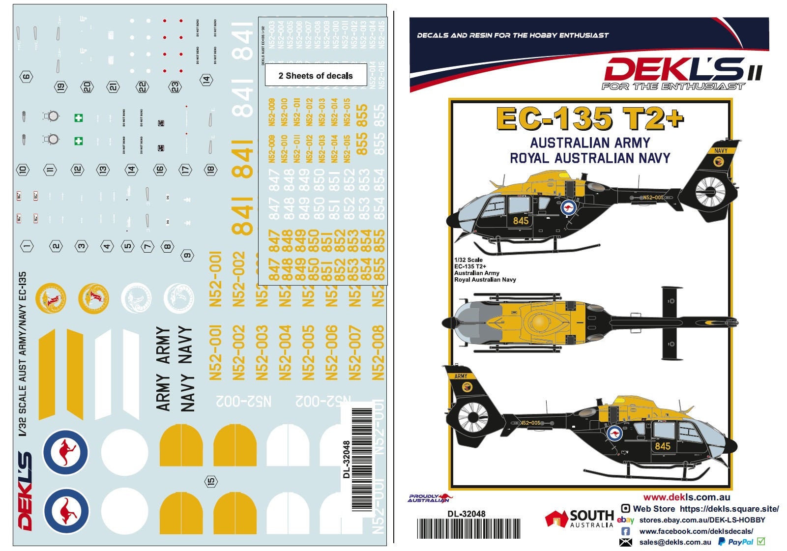 Decals - EC135 T2 HATS - Australian Army / RAN | DEKL's Shop
