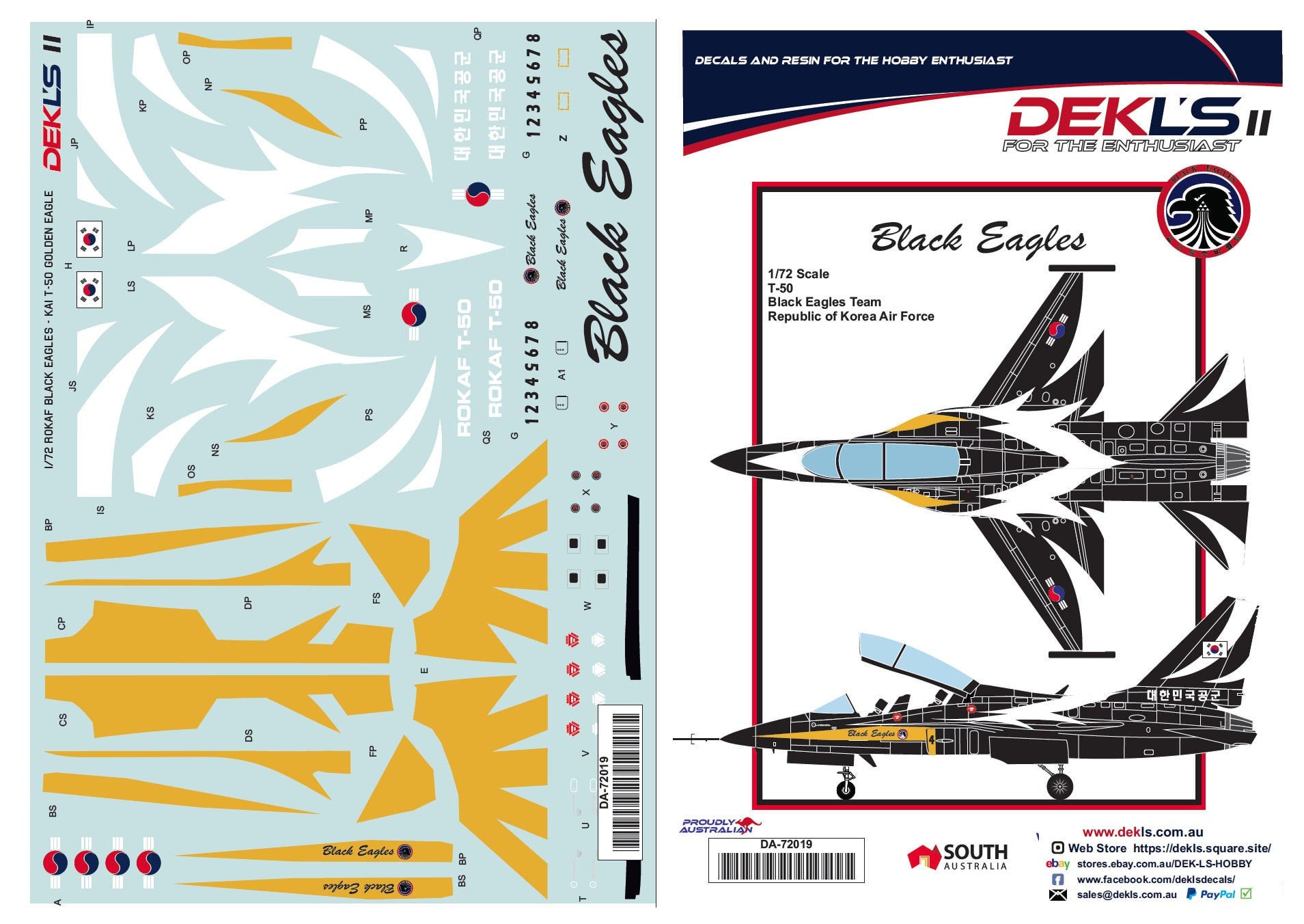 Decals - T-50 Golden Eagle - Black Eagles ROKAF - Scale:1/72 | DEKL's Shop