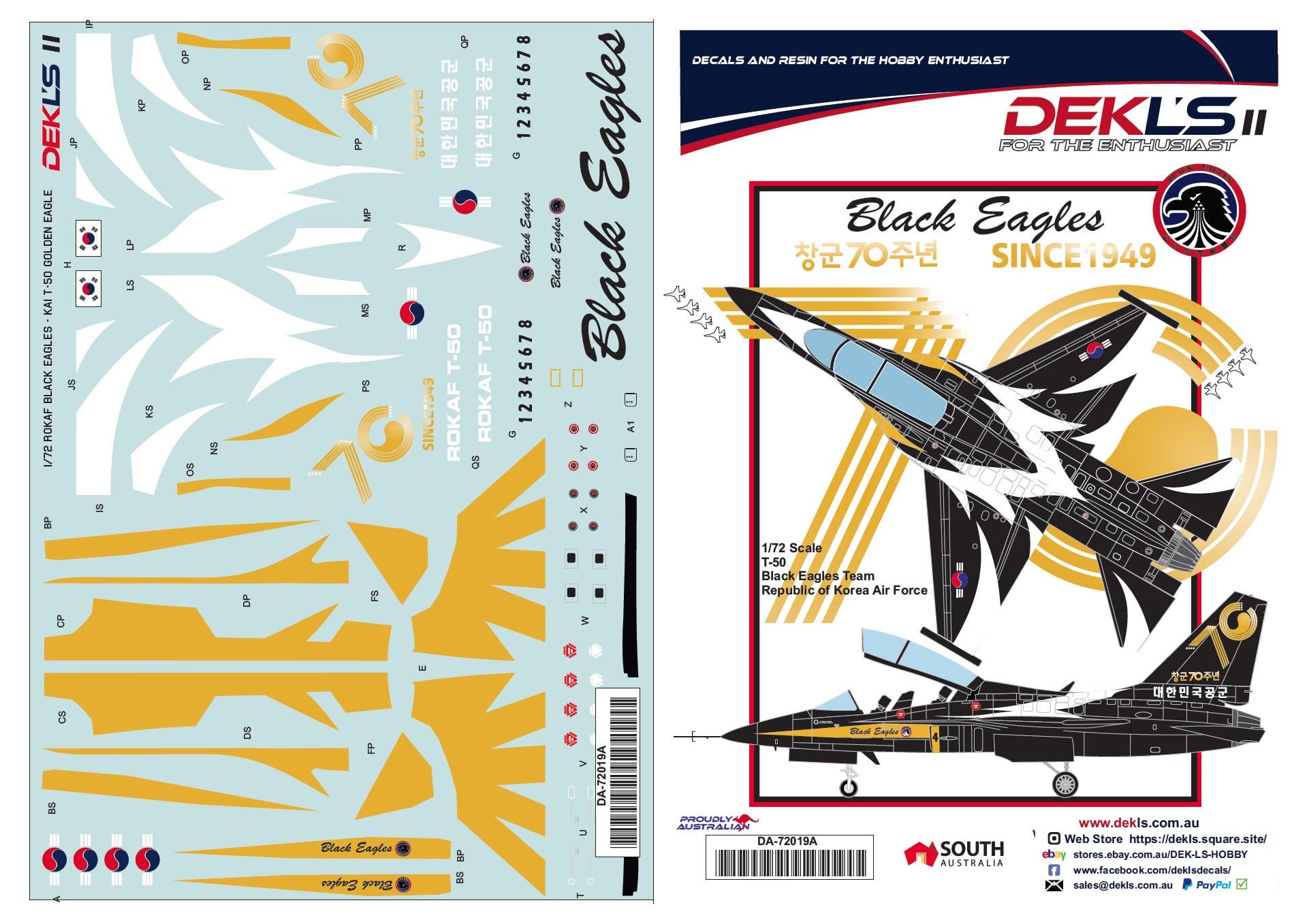 Decals - T-50 Golden Eagle - Black Eagles ROKAF - Scale:1/72 | DEKL's Shop
