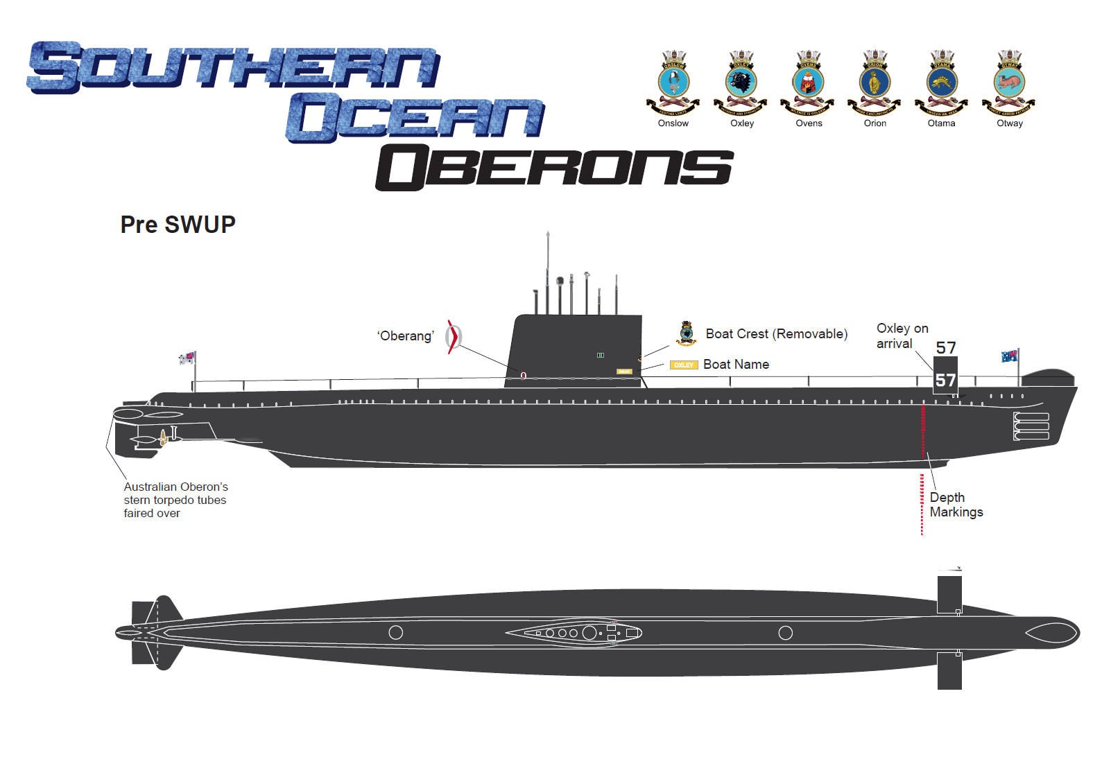 Decals -Oberon Class Submarine- RN / RCN / RAN Options Scale: 1/350 ...