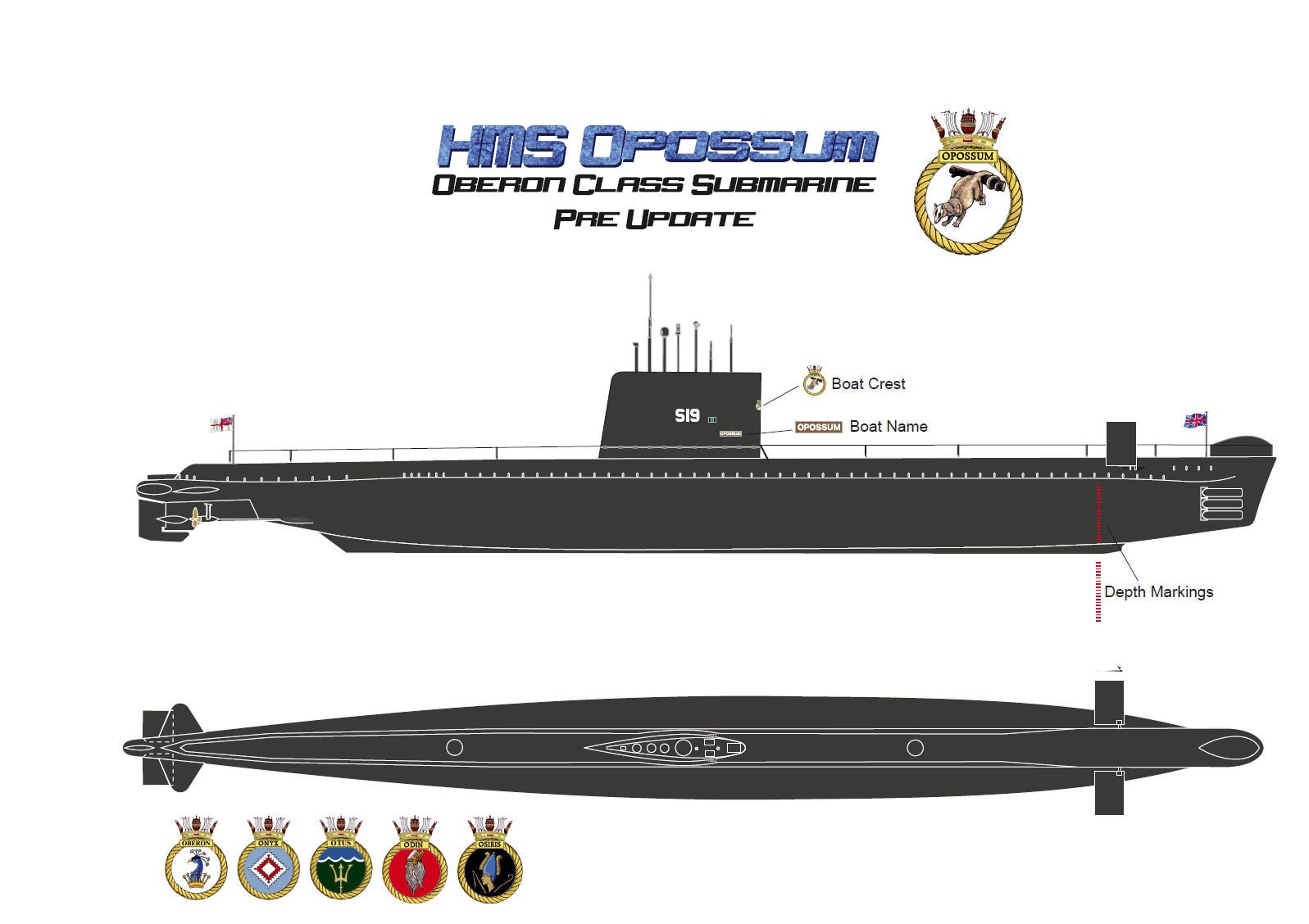 Decals -Oberon Class Submarine- RN / RCN / RAN Options Scale: 1/350 ...