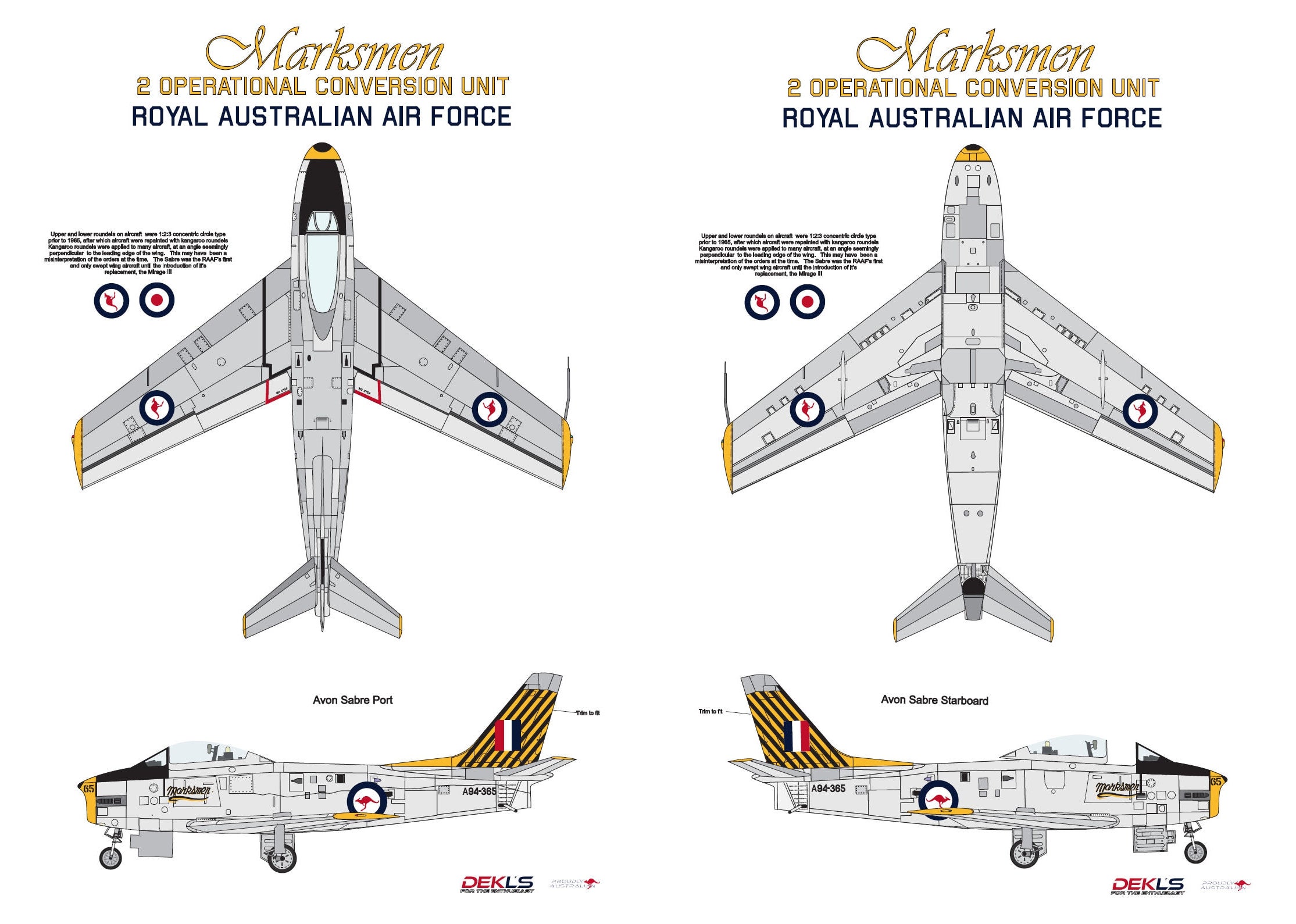 Decals - Avon Sabre Marksmen Aerobatic Team Decals 1/32,1/48 | DEKL's Shop