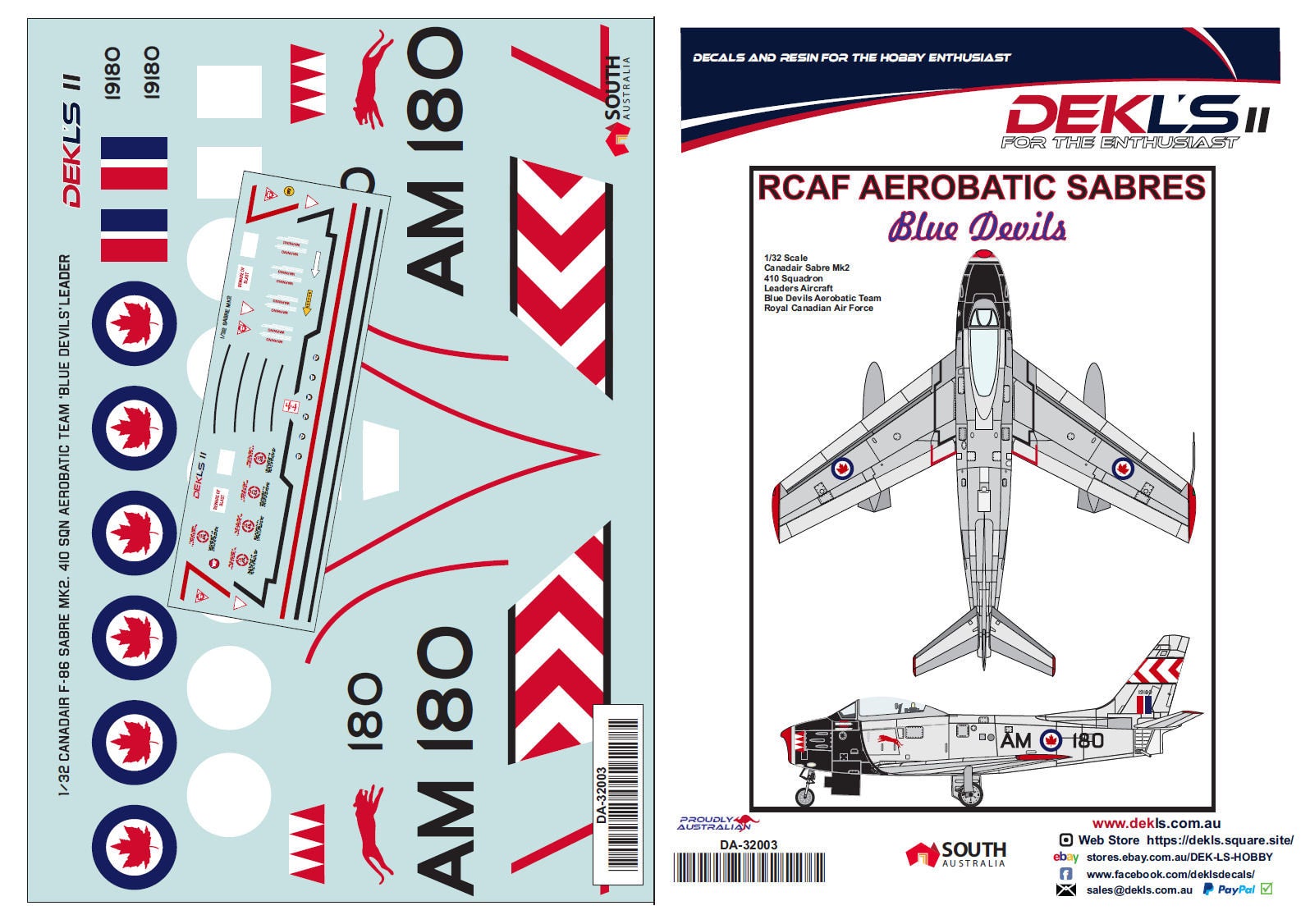 Decals Canadair Sabre - RCAF Blue Devils Aerobatic Team Leader | DEKL's ...