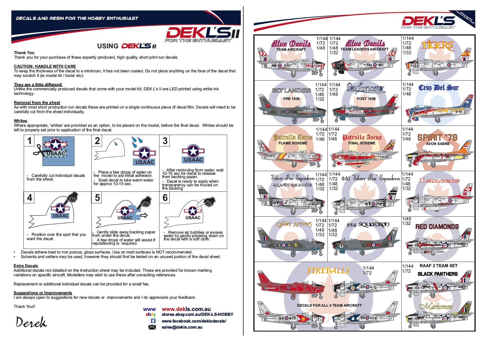 Decals Canadair Sabre - RCAF Blue Devils Aerobatic Team Leader | DEKL's ...