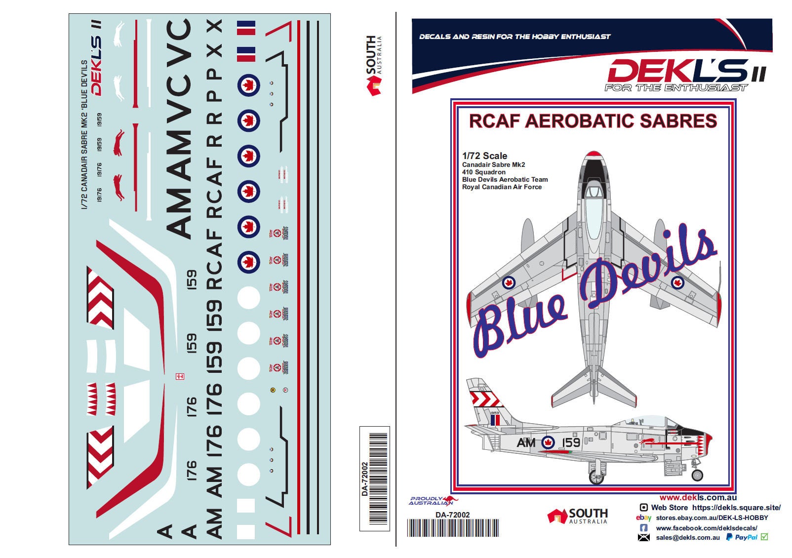 Decals - Canadair Sabre - RCAF Blue Devils Aerobatic Team | DEKL's Shop