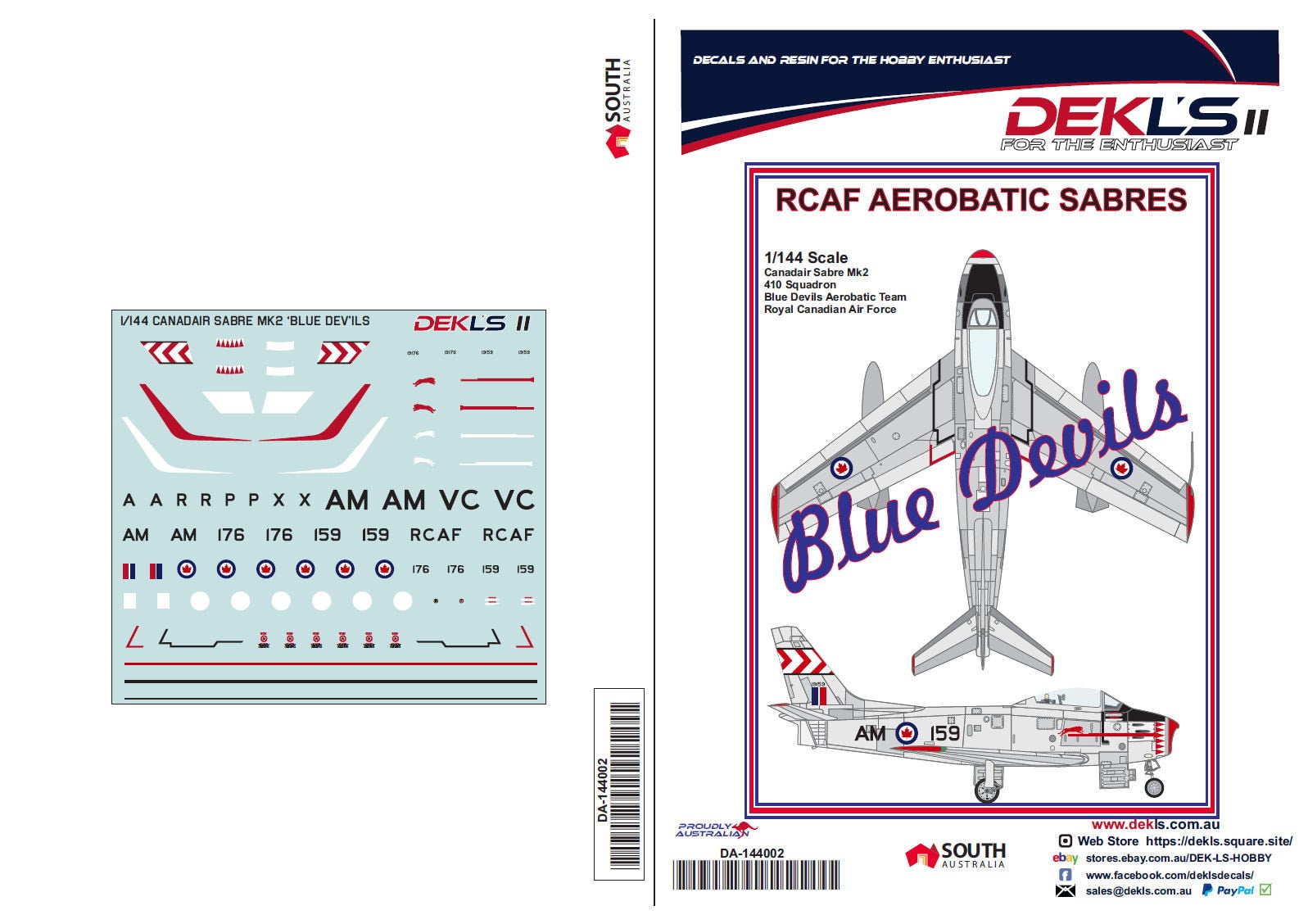 Decals - Canadair Sabre - RCAF Blue Devils Aerobatic Team | DEKL's Shop