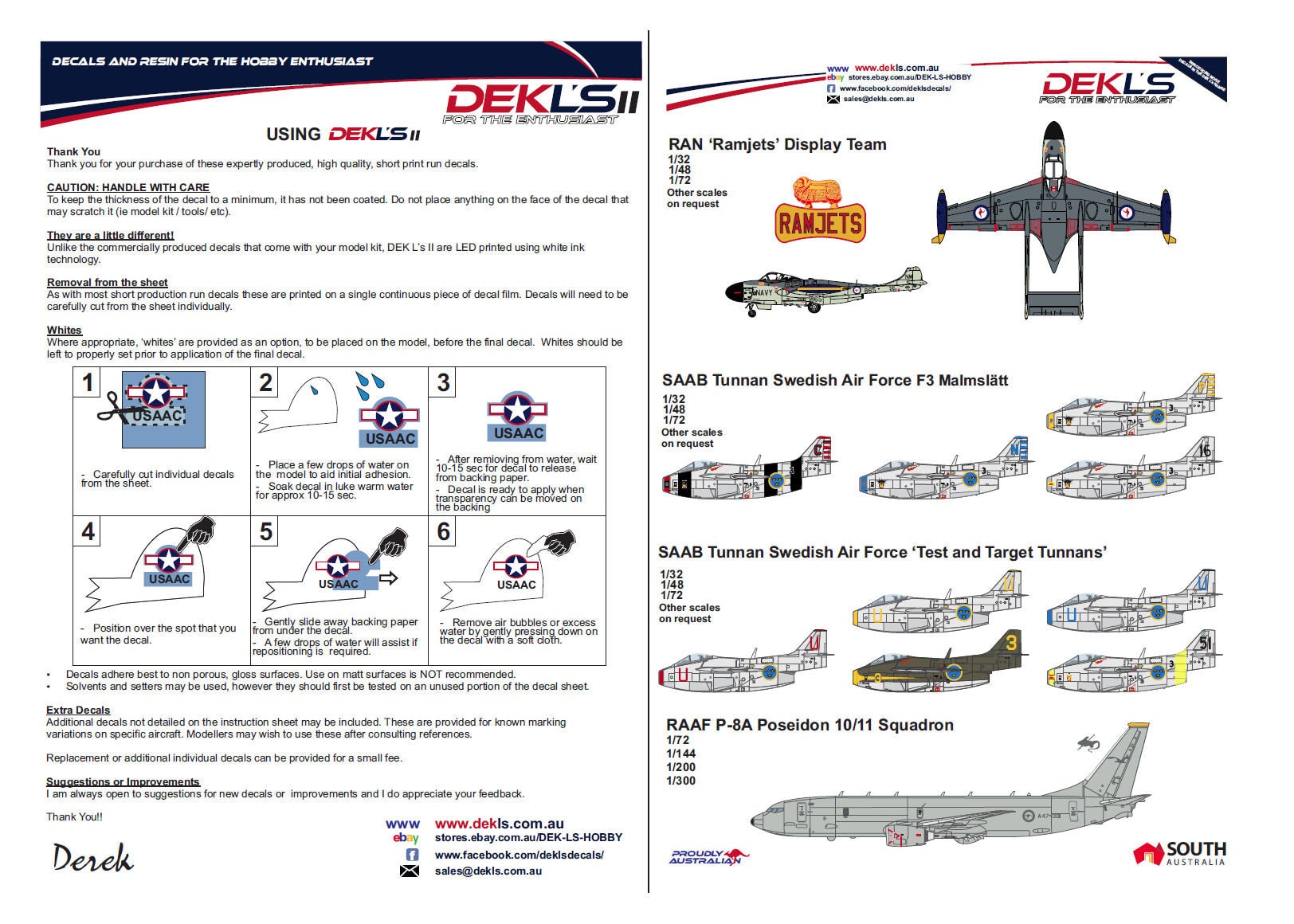 Decals - RAAF P3B Orion Including 'B Keeper' | DEKL's Shop