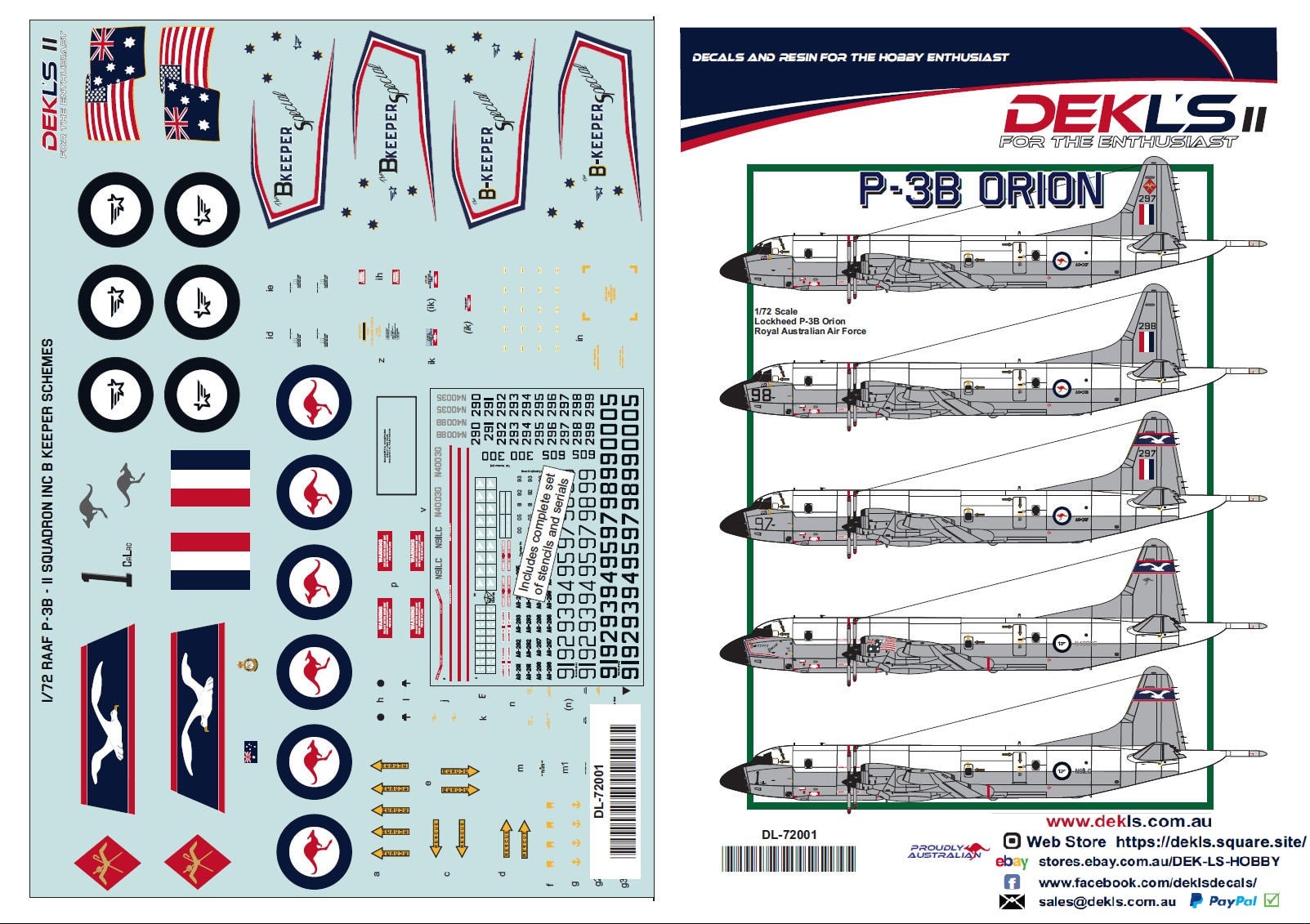 Decals - RAAF P3B Orion Including 'B Keeper' | DEKL's Shop
