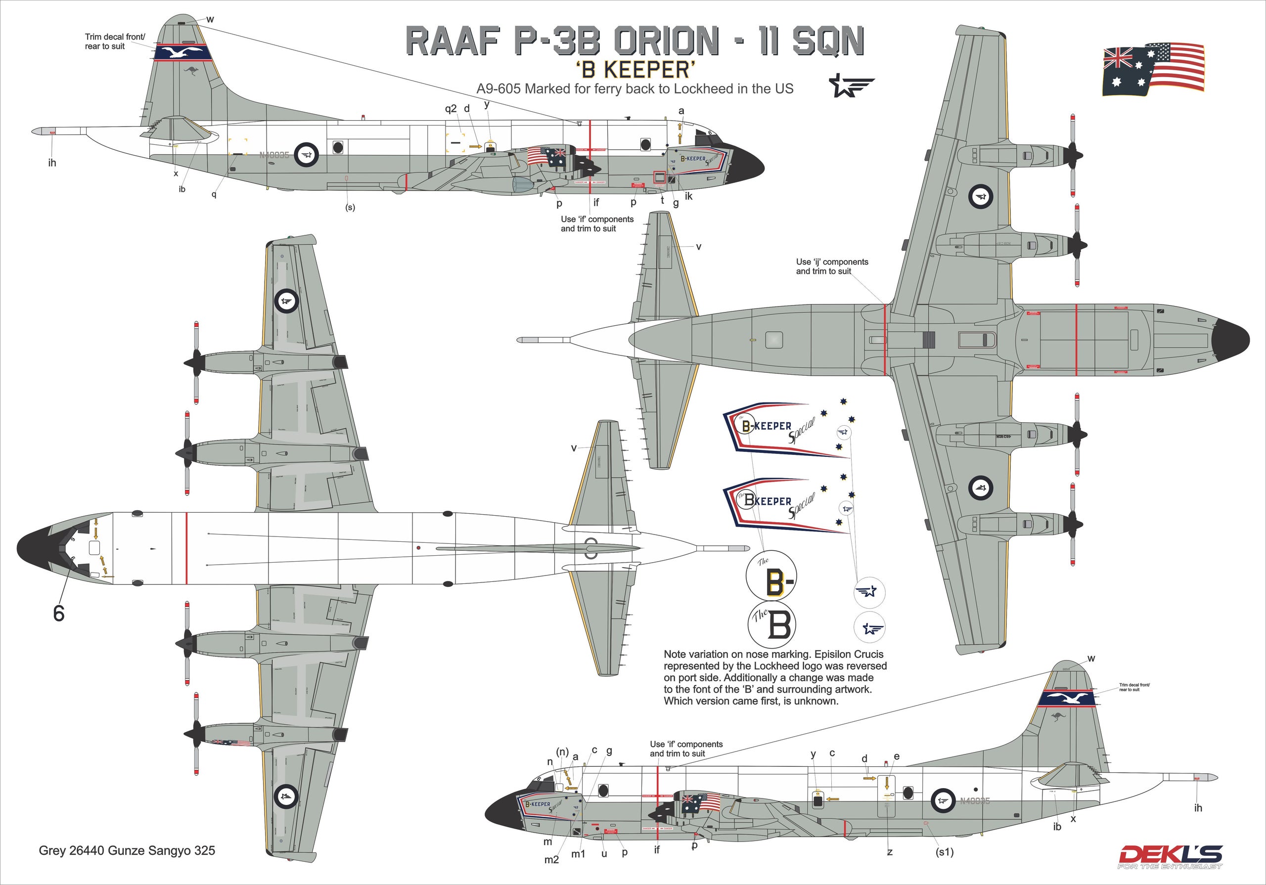 Decals - RAAF P3B Orion Including 'B Keeper' | DEKL's Shop