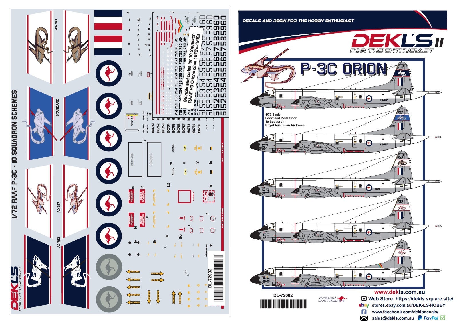 Decals - RAAF P3C Orions - 10 Squadron RAAF | DEKL's Shop