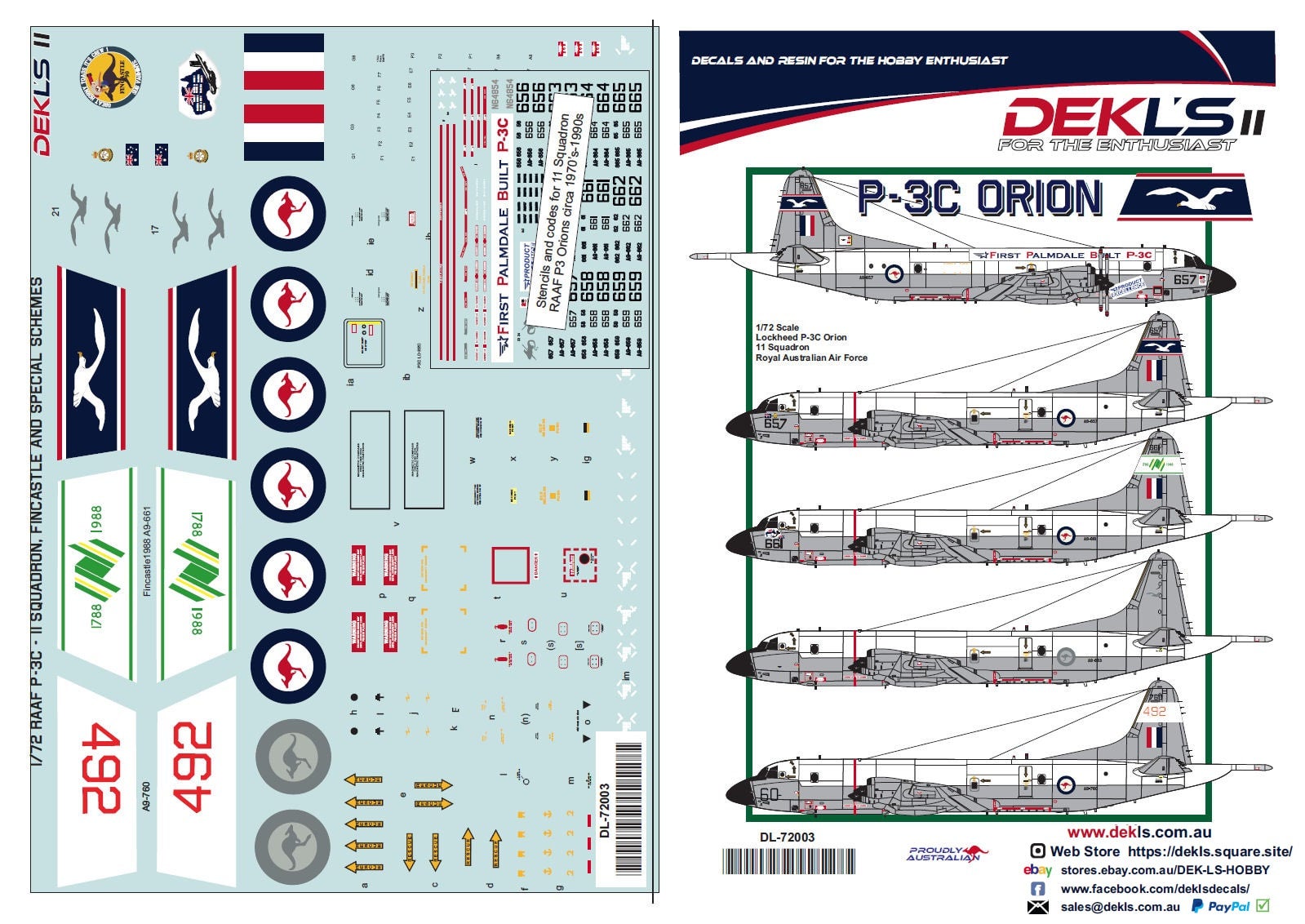 Decals - RAAF P3C Orion - 11 Squadron | DEKL's Shop