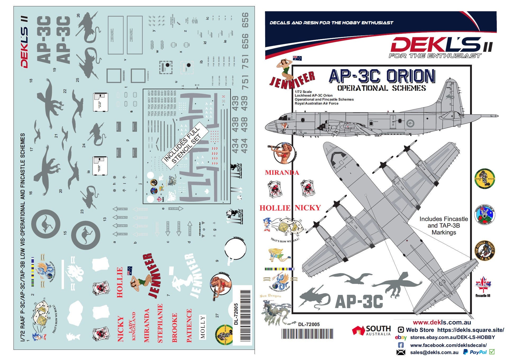 Decals - P-3C/AP-3C Orion - RAAF Operational Schemes 1/72, 1/144 | DEKL ...