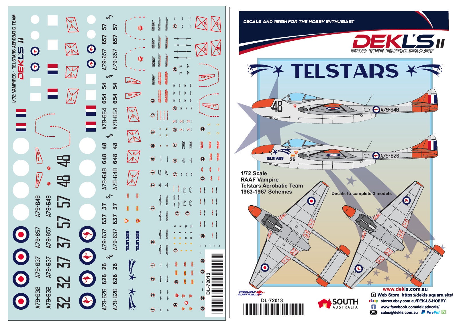 Decals - DH Vampire RAAF 'Telstars' Aerobatic Team | DEKL's Shop