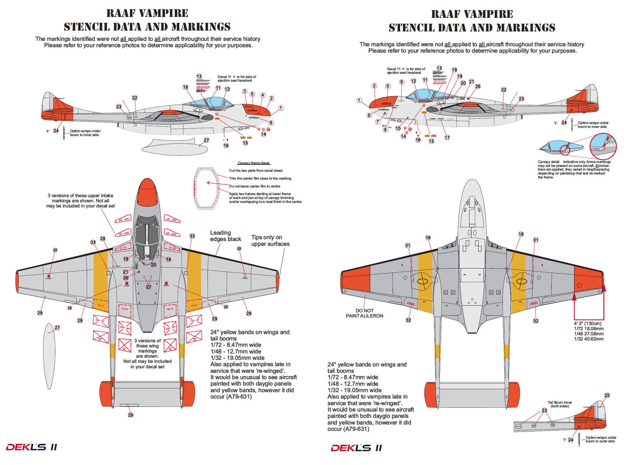 Decals - DH Vampire RAAF 'Flaming Arrows' and 'Telstars' Aerobatic Team ...