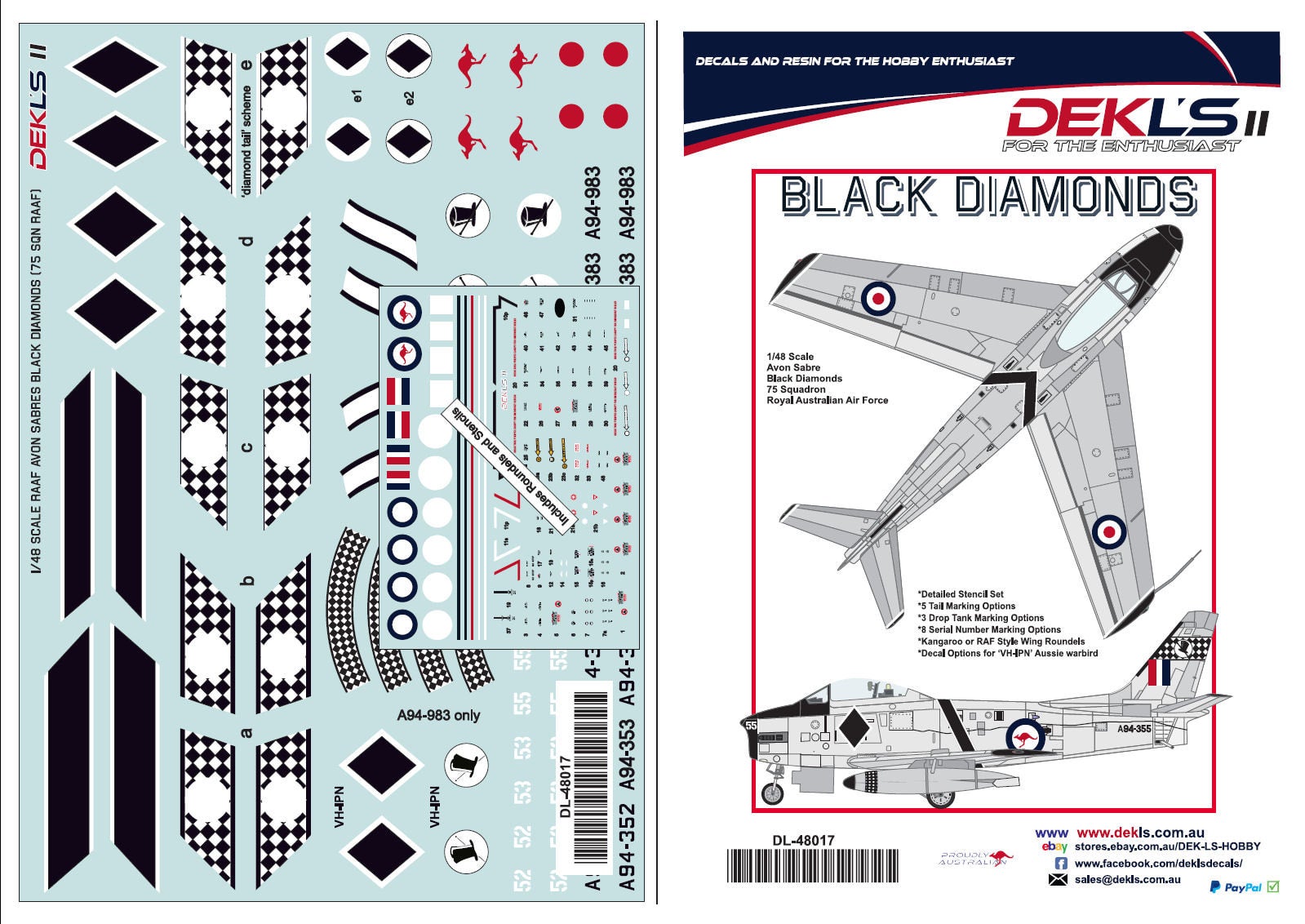 Decals - Avon Sabre Black Diamonds Aerobatic Team | DEKL's Shop