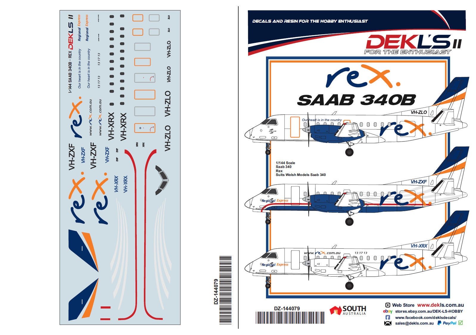 Decals - Saab 340 Rex Scale:1/144 | DEKL's Shop