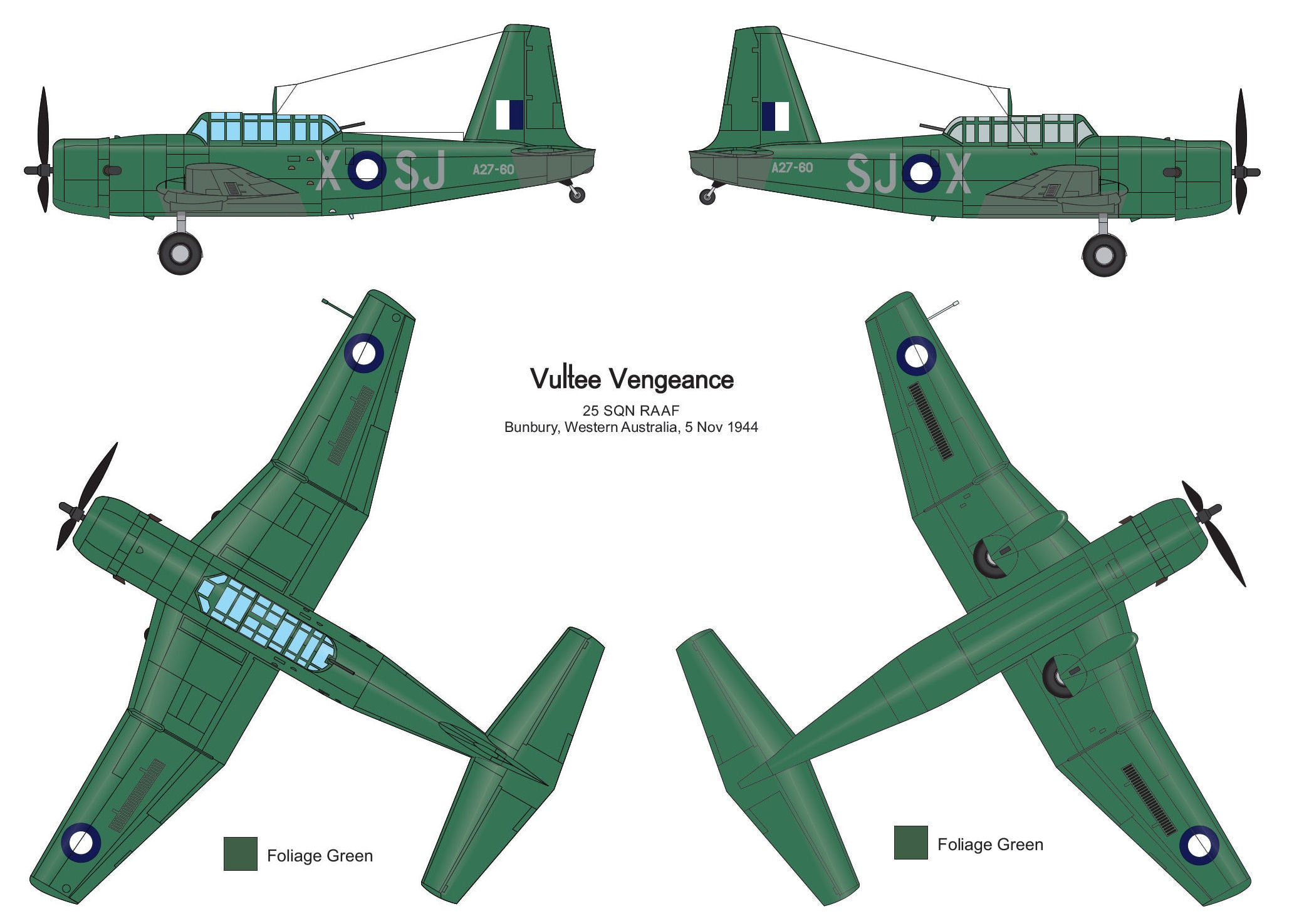 Decals - Vultee Vengeance 25 Squadron RAAF Scale:1/72, 1/48 | DEKL's Shop